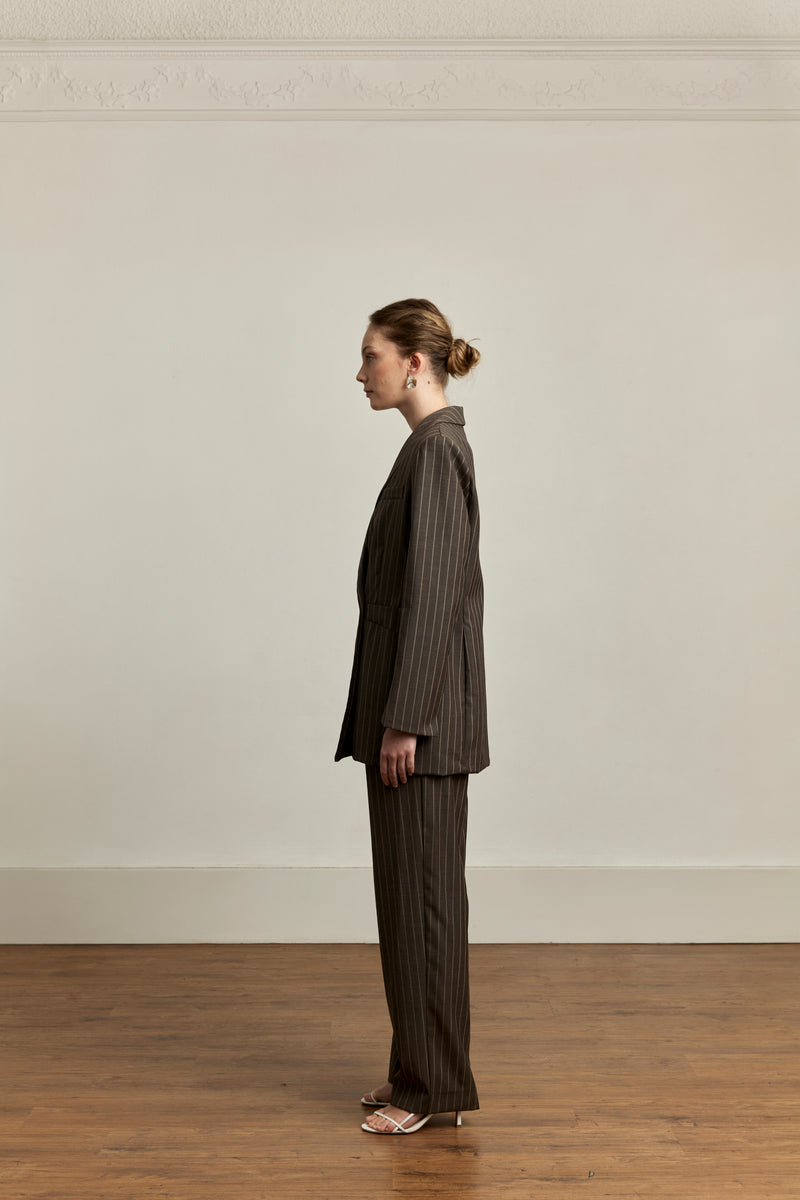 Alora Blazer | Nutmeg Stripe – JOAEN